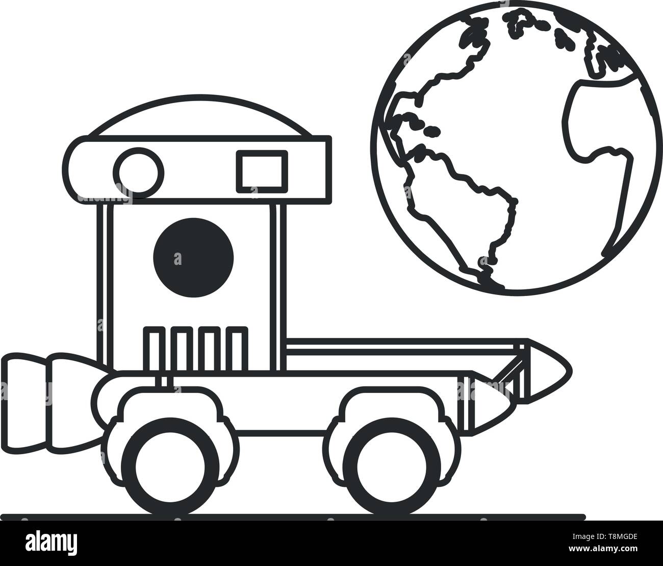 space explorer car with planet earth vector illustration design Stock ...