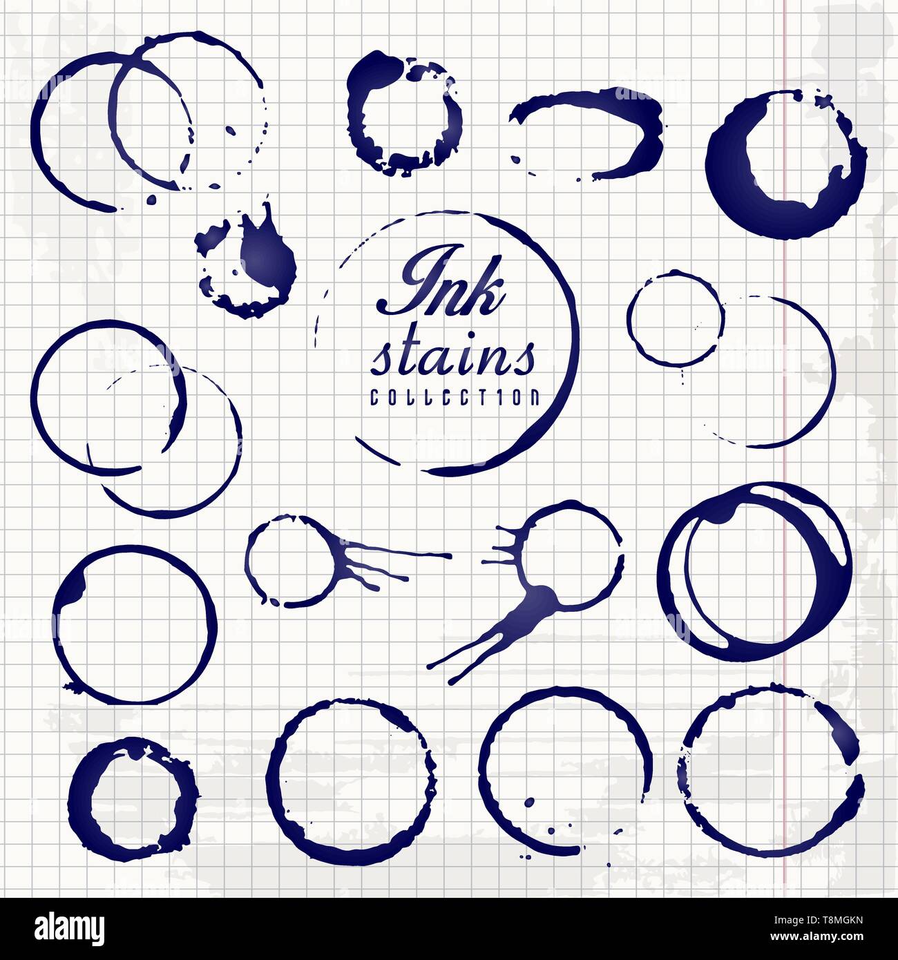 Vector set of isolated ink stain ring. Vector illustration for your ...