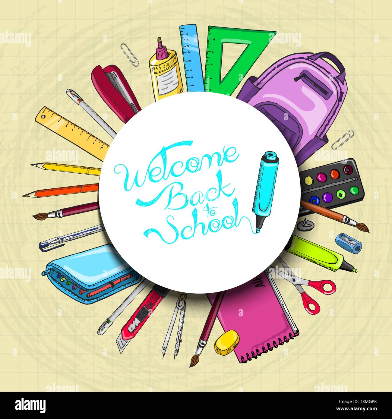 School Supplies Background Vector