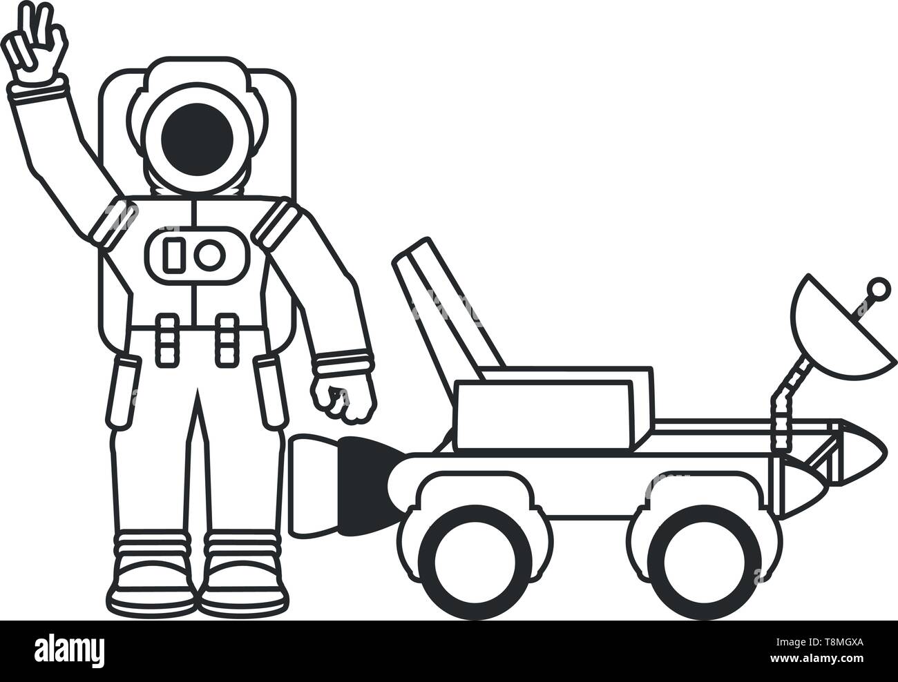 space explorer car with astronaut suit vector illustration design Stock ...