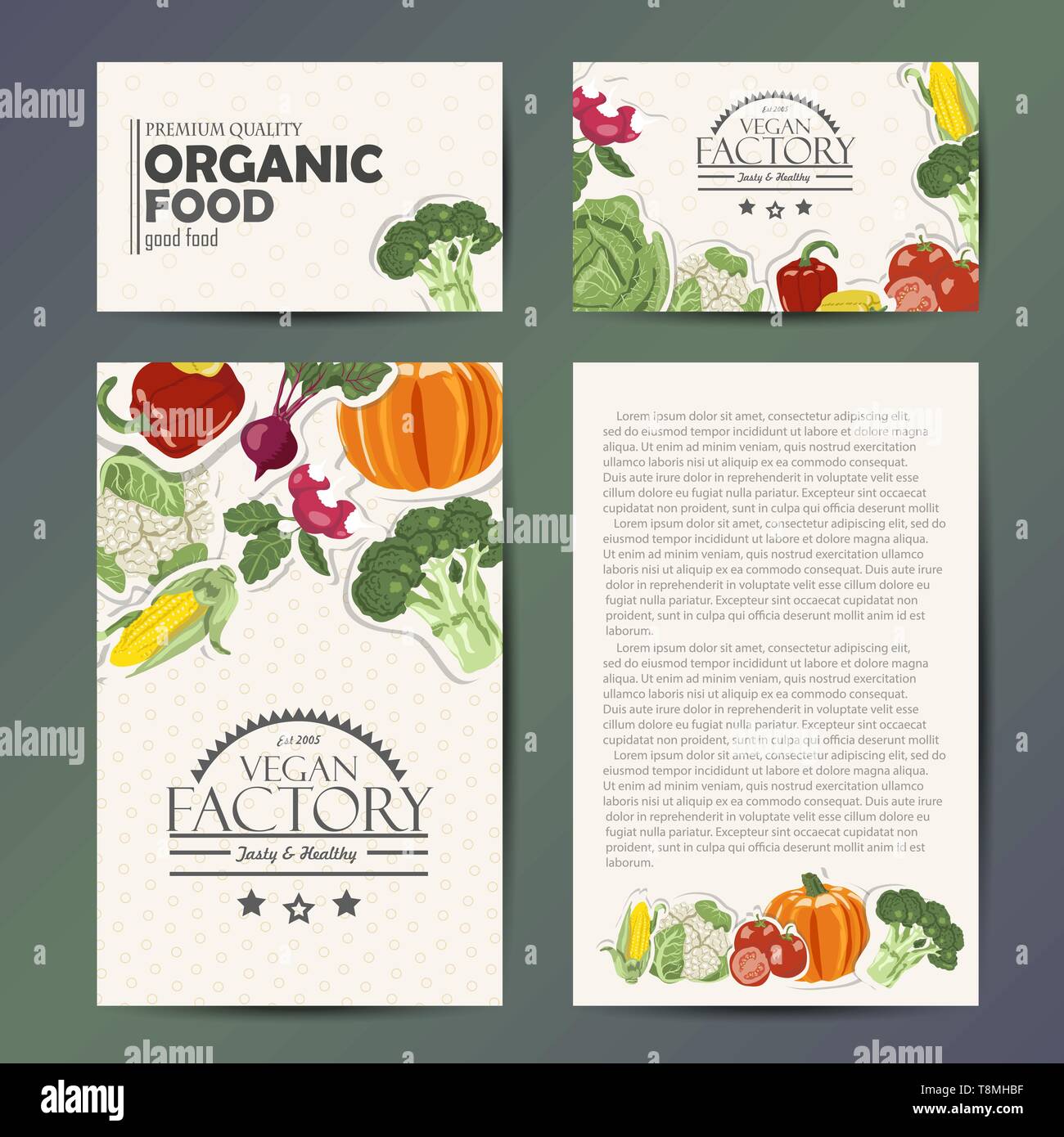 Vector set of cards with fresh, healthy vegetables. Vector illustration ...