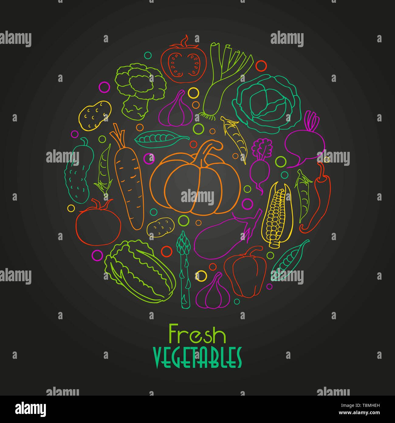 Stylish vegetables in a circle. Vector illustration for your design Stock Vector Image & Art - Alamy
