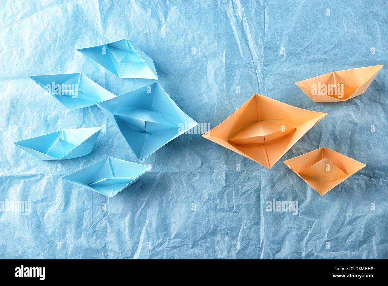 Origami color paper boats hi-res stock photography and images - Alamy