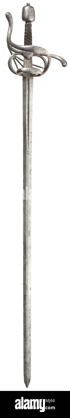 A heavy German sword, circa 1580 Double-edged blade of flattened ...