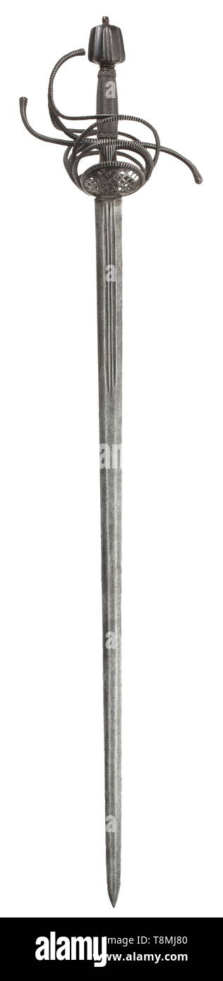 A heavy German Pappenheim rapier, circa 1620 Sturdy, double-edged blade ...