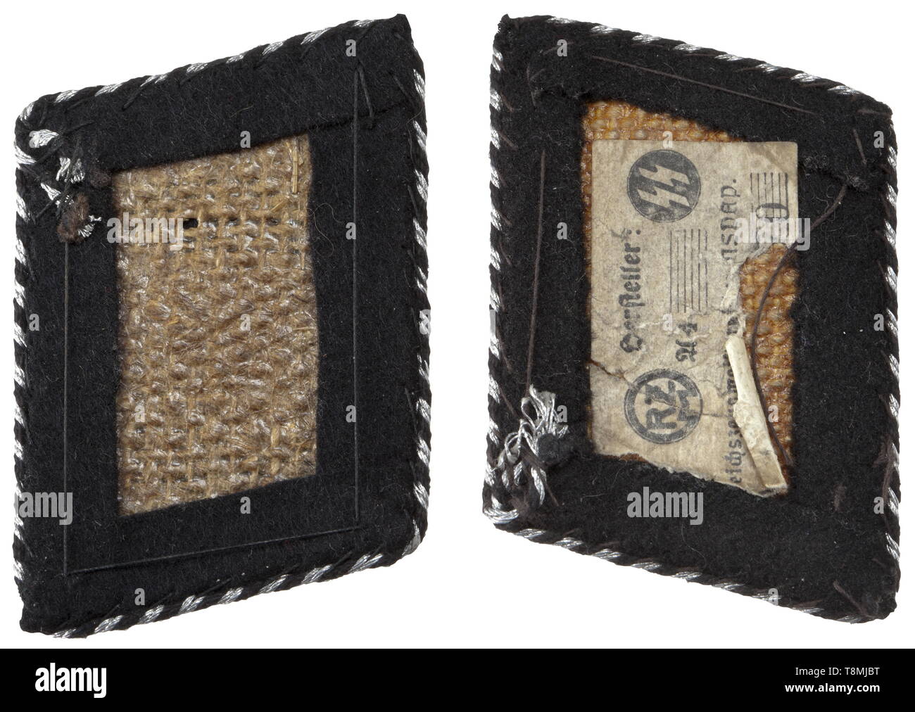 A pair of collar patches for an Untersturmführer of the SS-Sturmbann ...