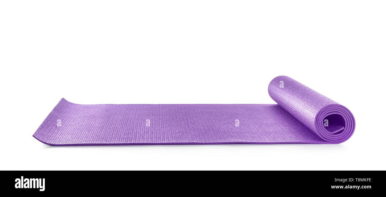 Color yoga mat on white background Stock Photo - Alamy