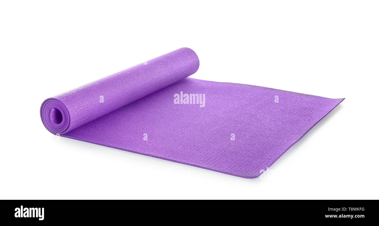 Color yoga mat on white background Stock Photo - Alamy