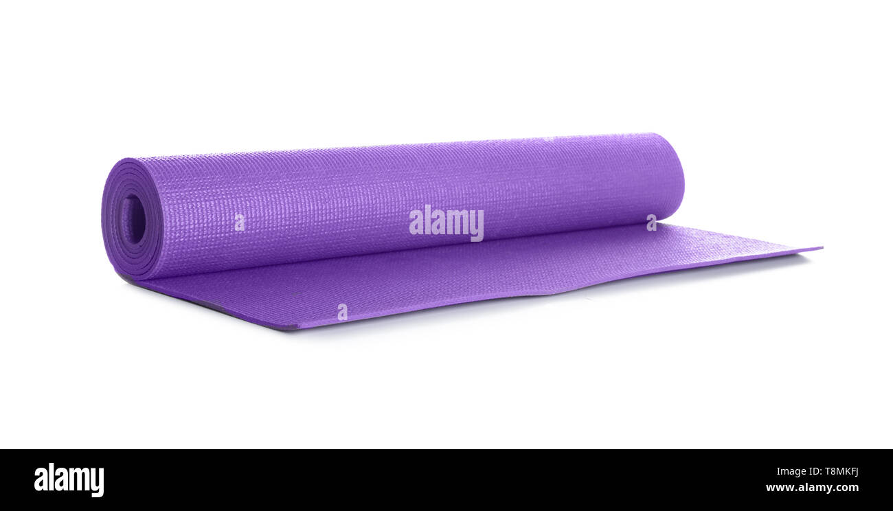 Color yoga mat on white background Stock Photo - Alamy