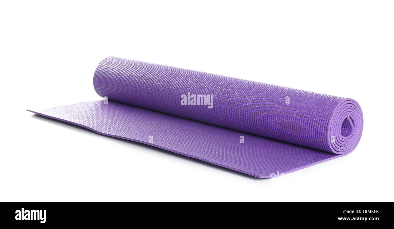 Color yoga mat on white background Stock Photo - Alamy