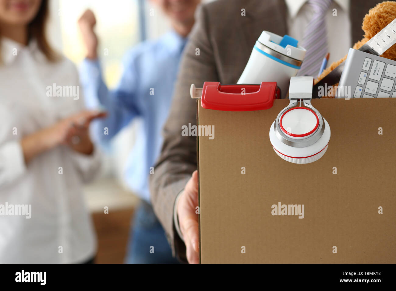 Male worker with stuff hold box closeup Stock Photo - Alamy