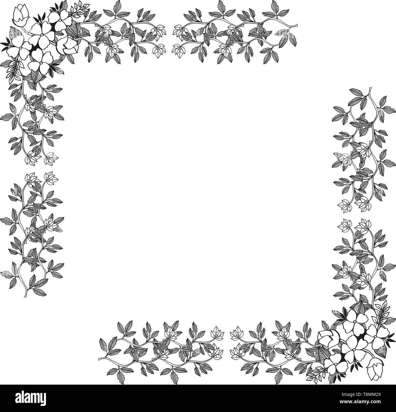 Vector illustration ornate flower frame with design style hand drawn ...
