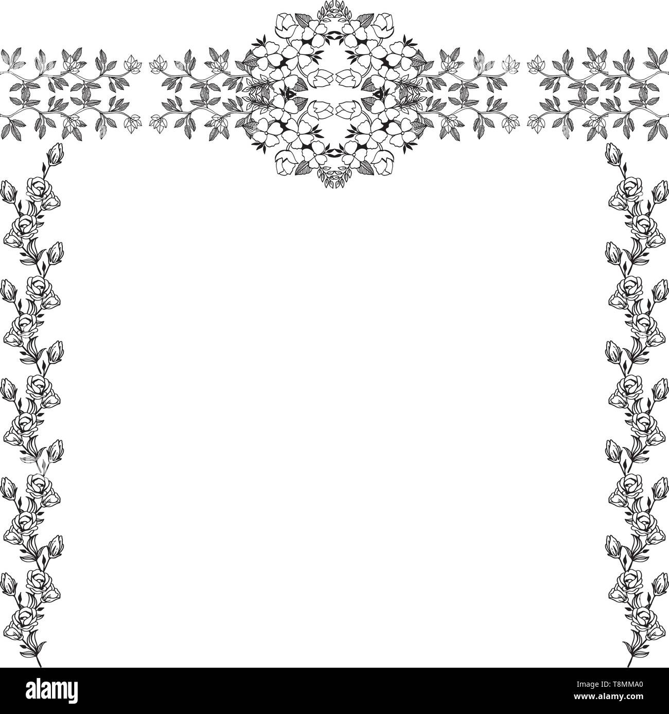 Vector illustration greeting card with design beautiful flower frame of ...