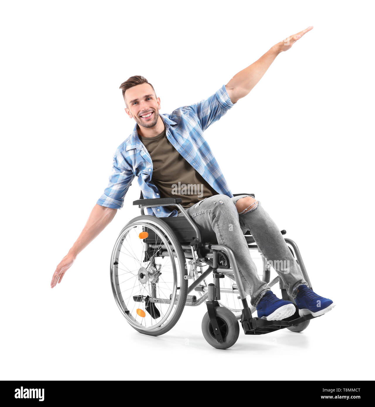 Happy disabled young man in Cut Out Stock Images & Pictures - Alamy
