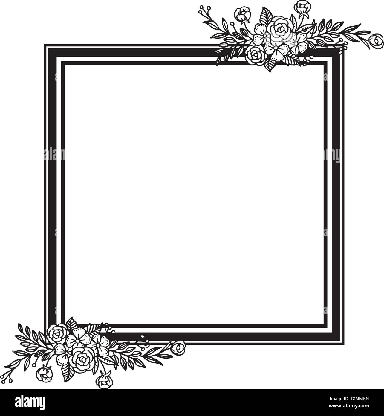 Vector illustration greeting card with design beautiful flower frame of ...