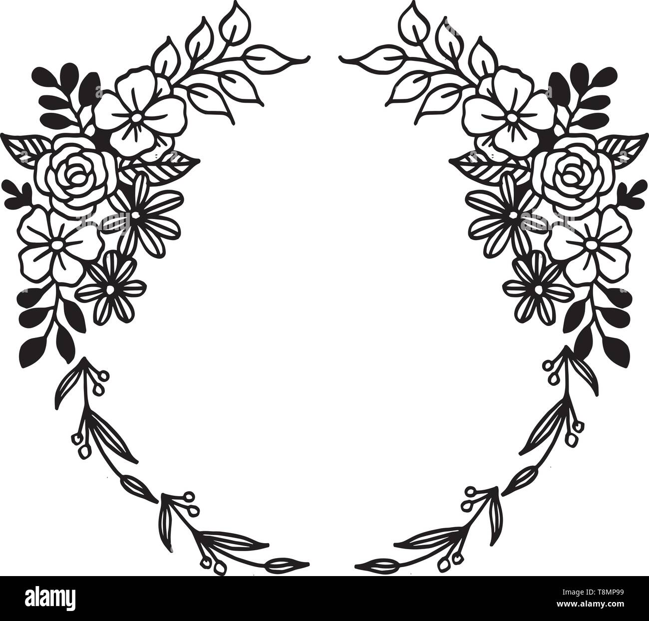 Vector illustration beautiful flower frame for invitation card hand ...