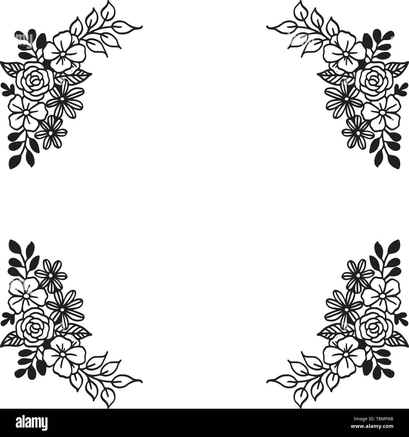 Vector illustration beautiful flower frame for invitation card hand ...
