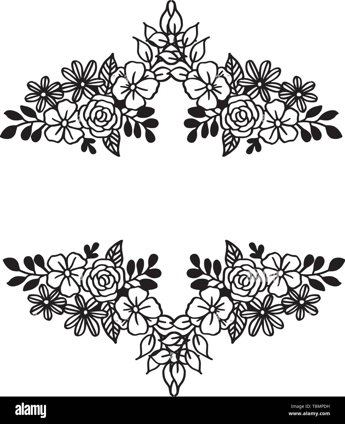 Vector illustration beautiful flower frame for invitation card hand ...