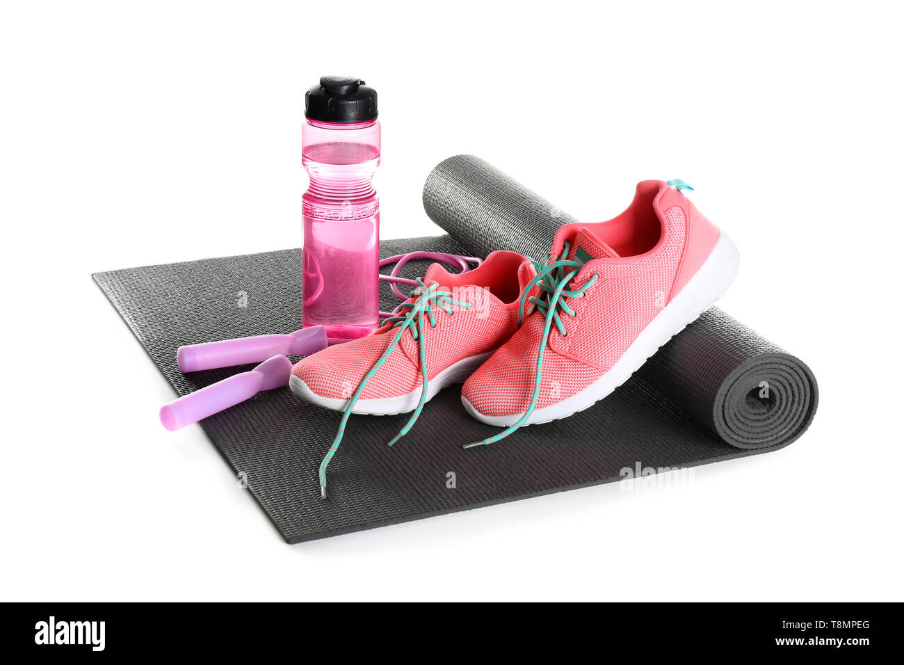 Yoga mat sport shoes Cut Out Stock Images & Pictures - Alamy