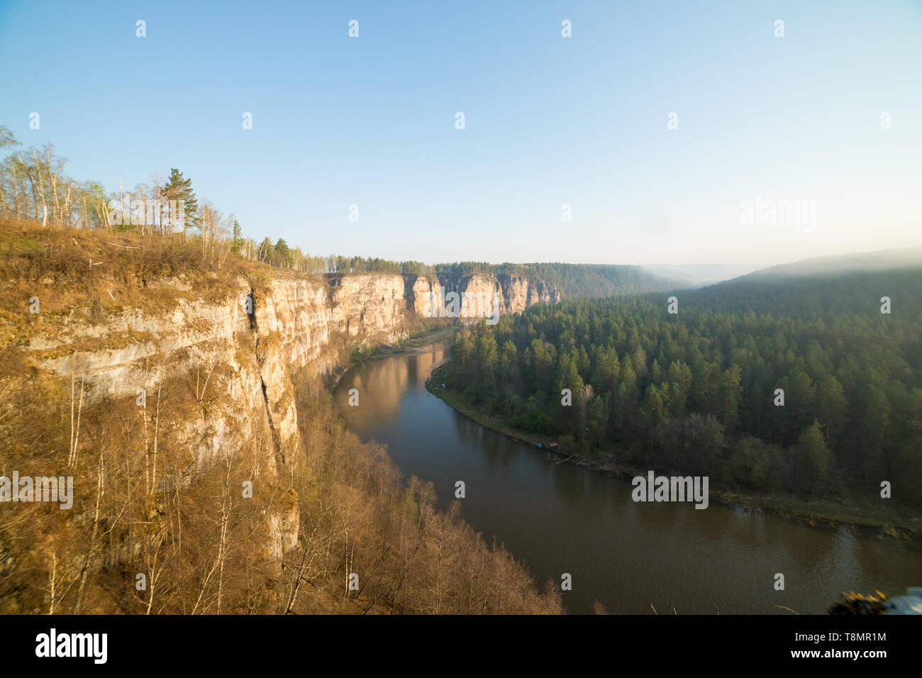 River in the forest and cliffs edge Stock Photo - Alamy