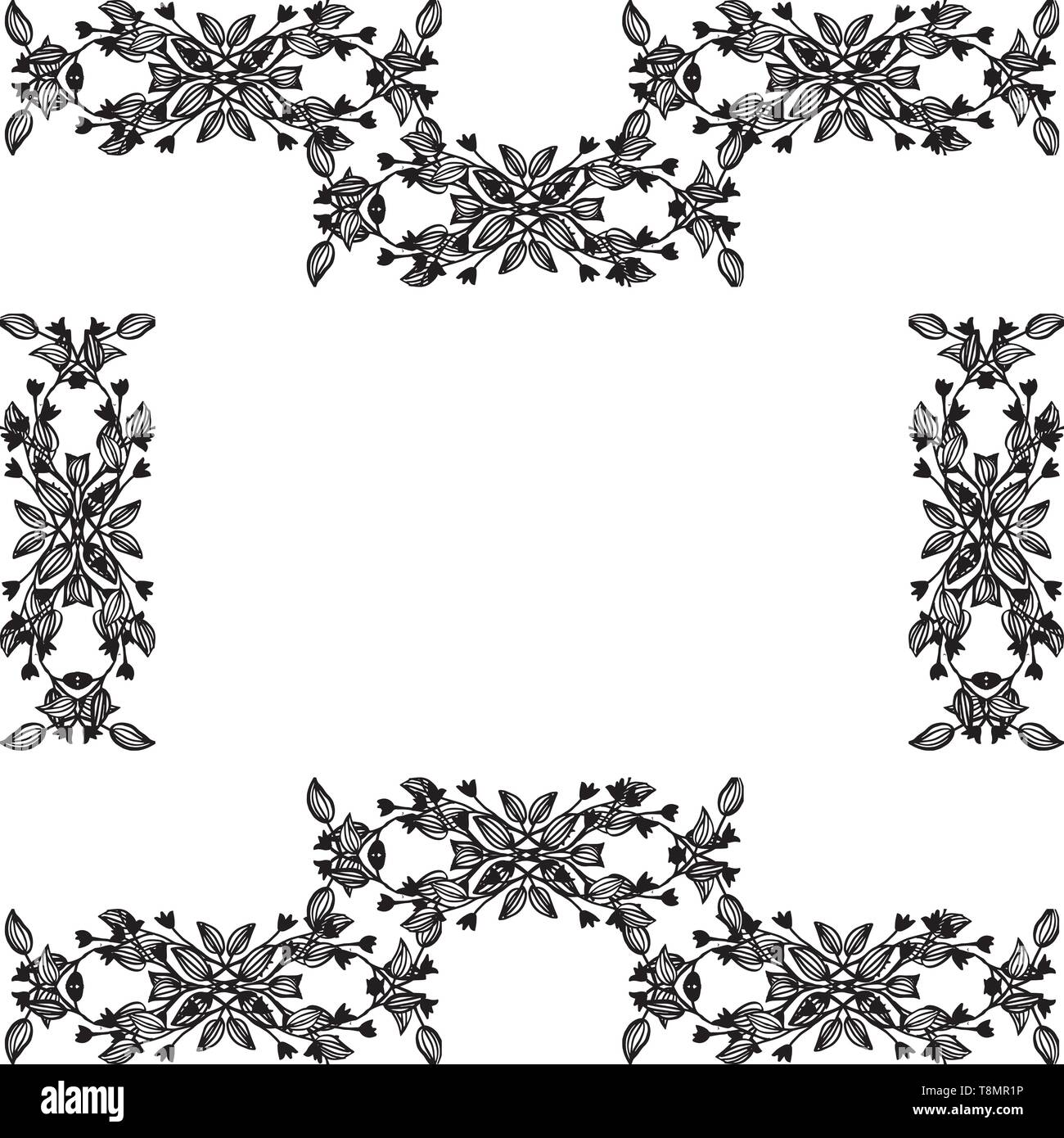 Vector illustration drawing flower frame with elegant style hand drawn ...