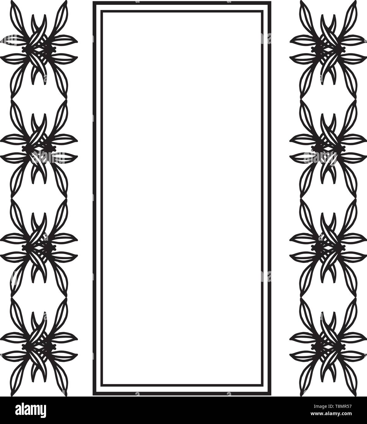 Vector illustration drawing flower frame with elegant style hand drawn ...