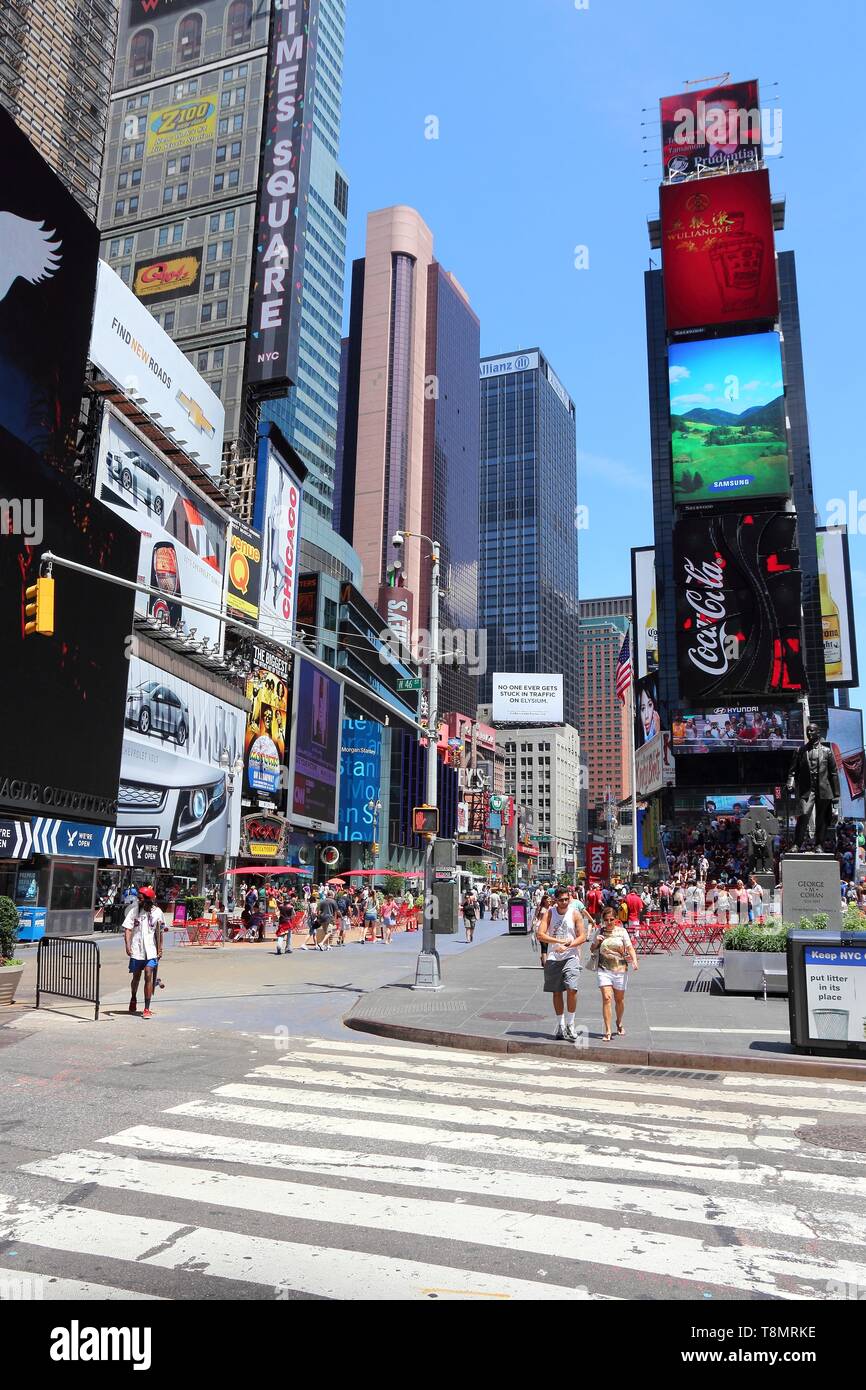 NEW YORK, USA - JULY 7, 2013: People visit Times Square in New York ...