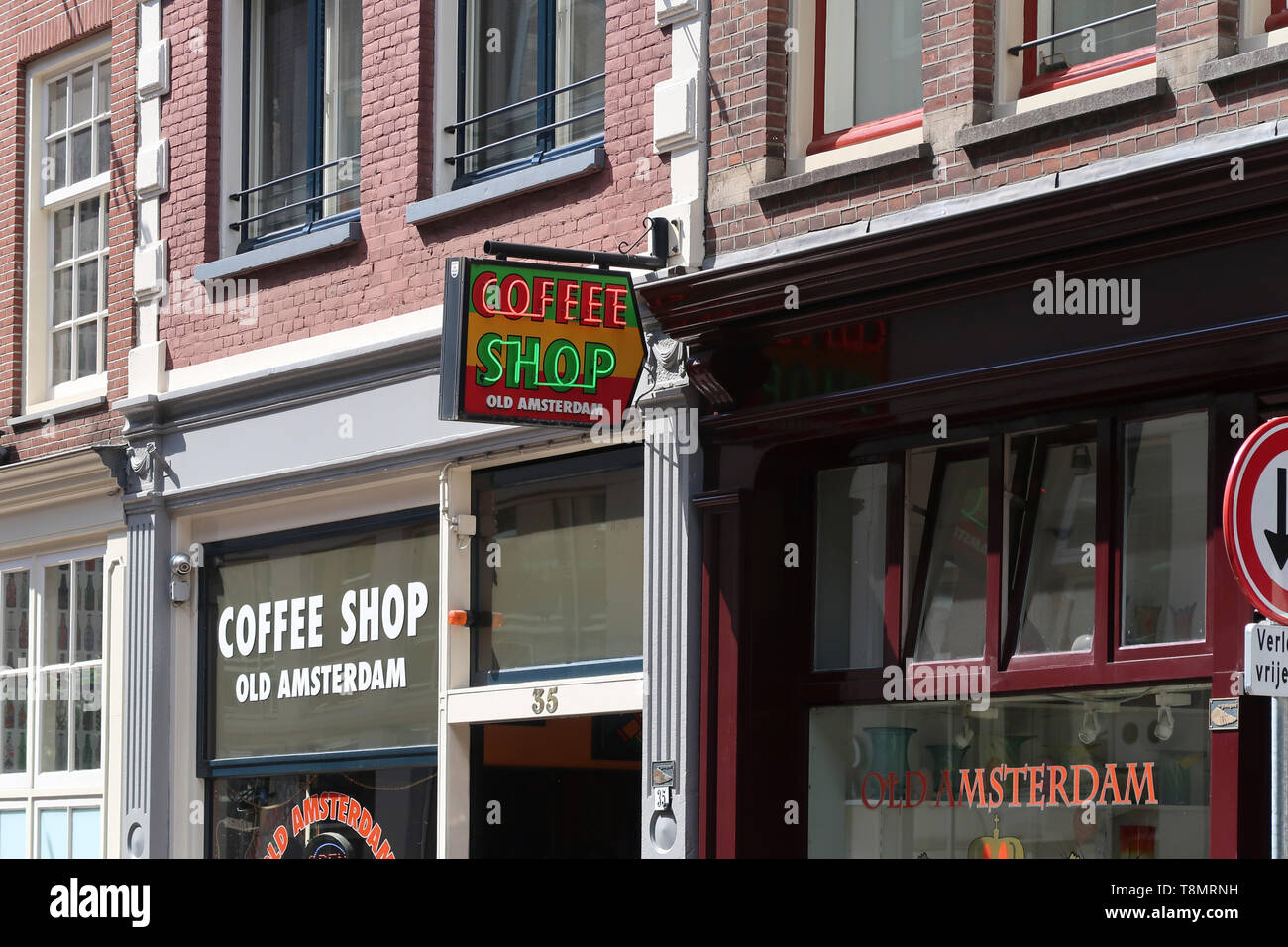 Amsterdam, the Netherlands - June 17, 2018: Coffee shop light marque ...