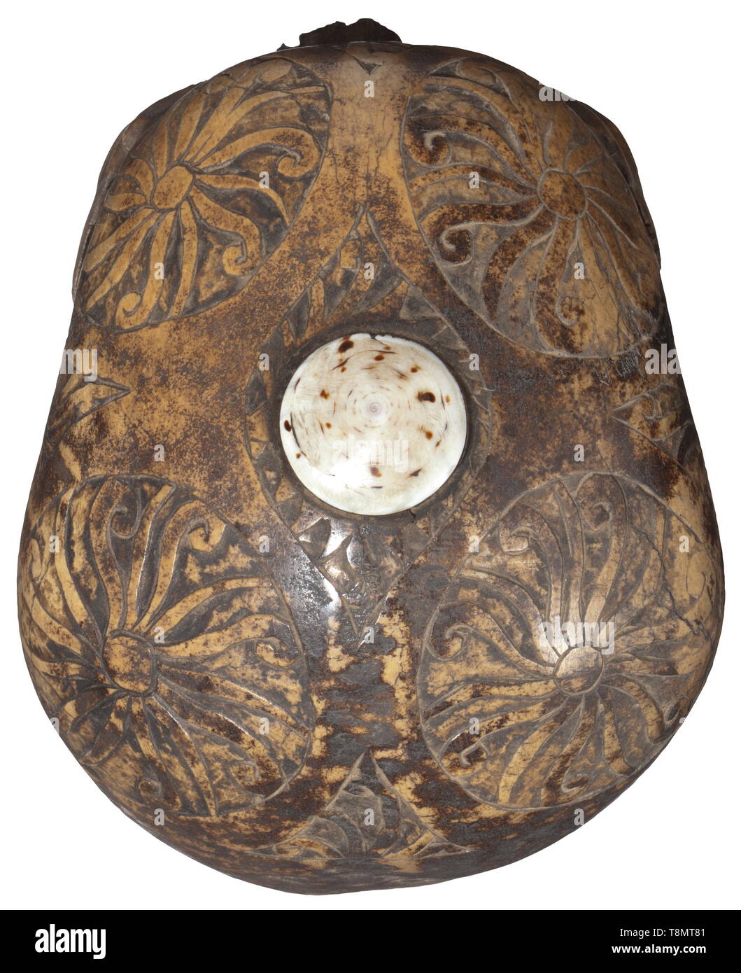 A trophy skull of the Dayak people, Borneo Elaborately carved skull ...