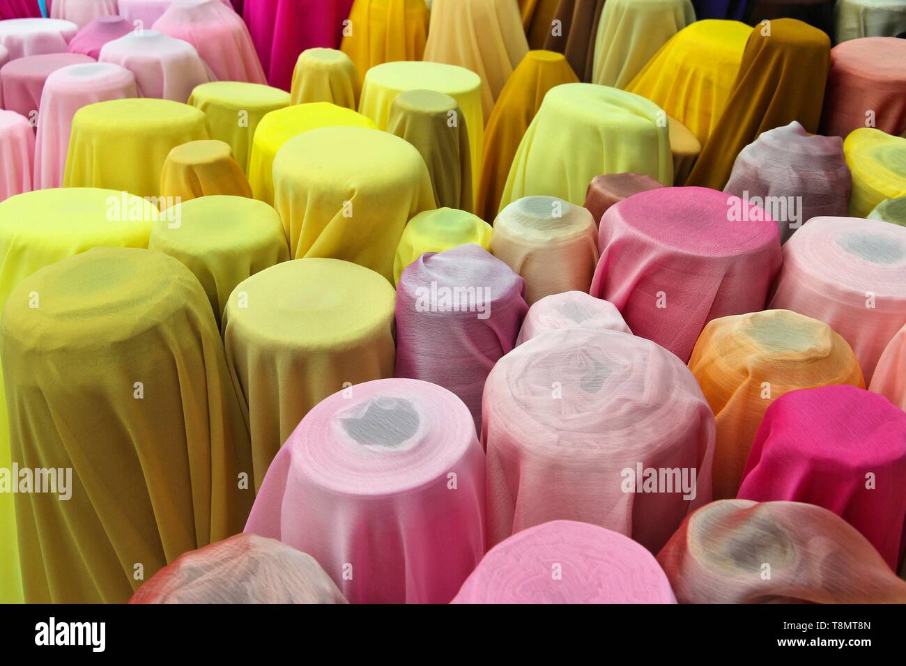 Fabric store - colorful cotton fashion materials at Phahurat Market in ...