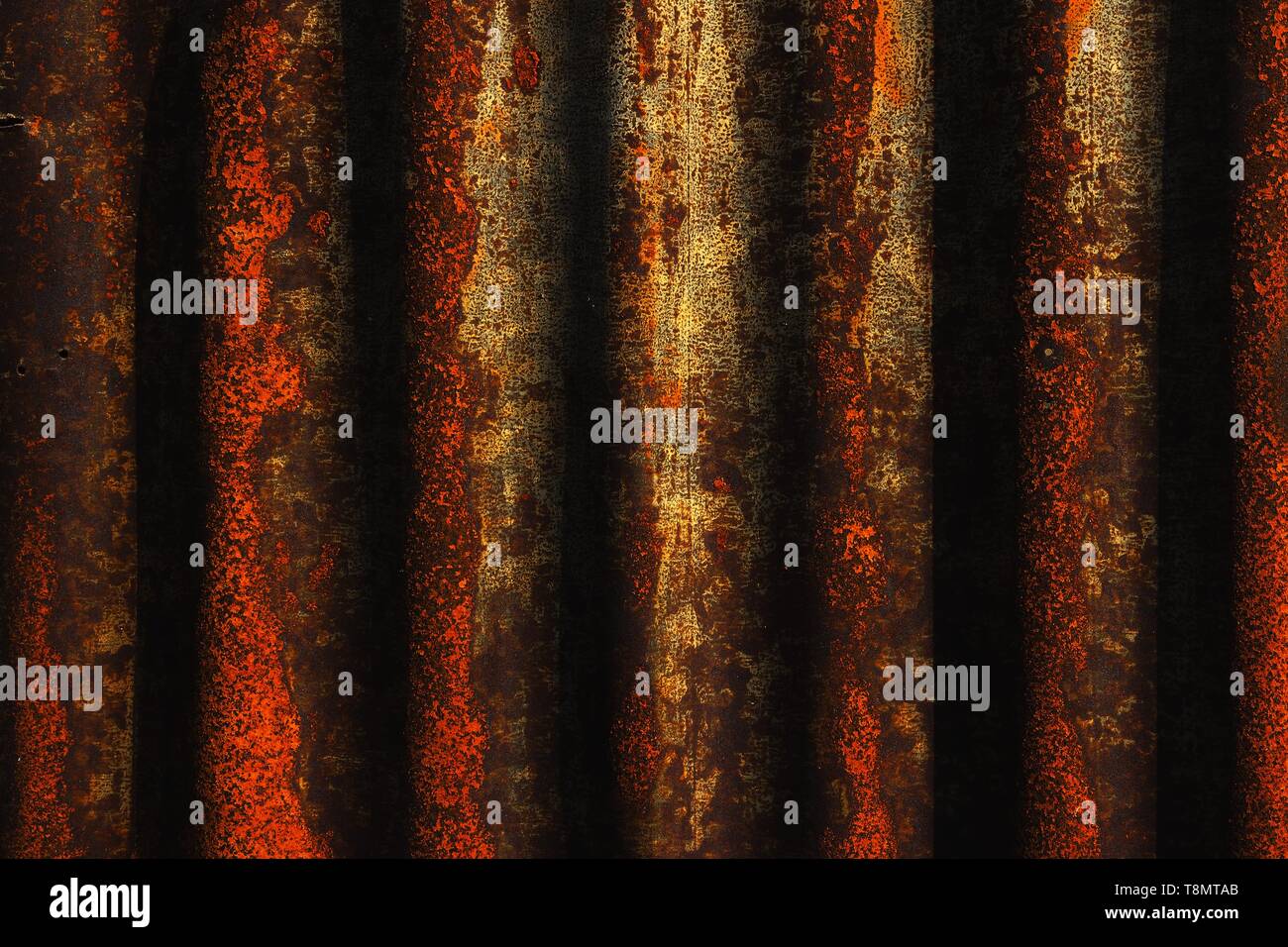 Metal background - retro style grungy corrugated steel tin texture ...