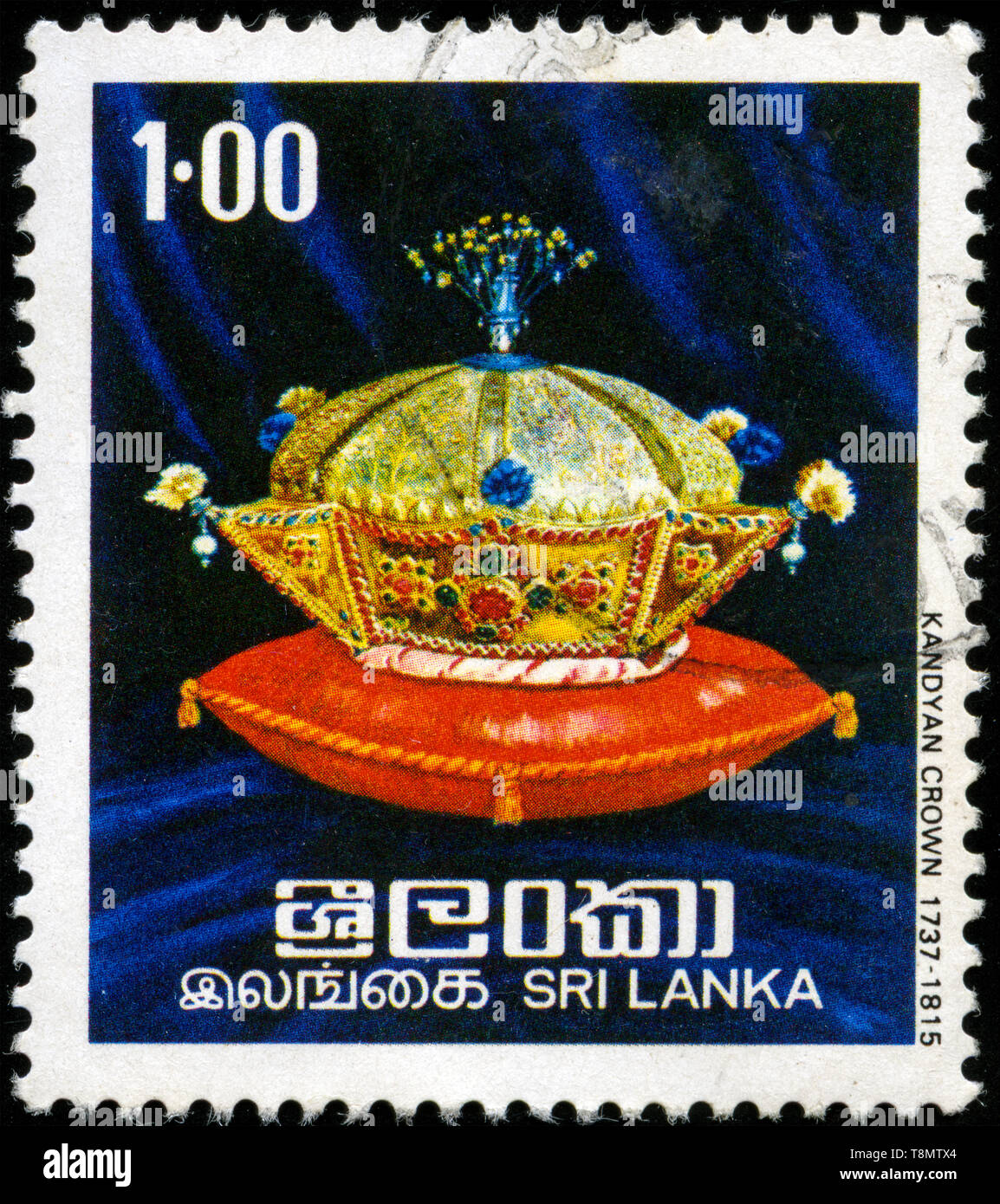 Postmarked stamp from Sri Lanka in the Regalia of the King of Kandy ...