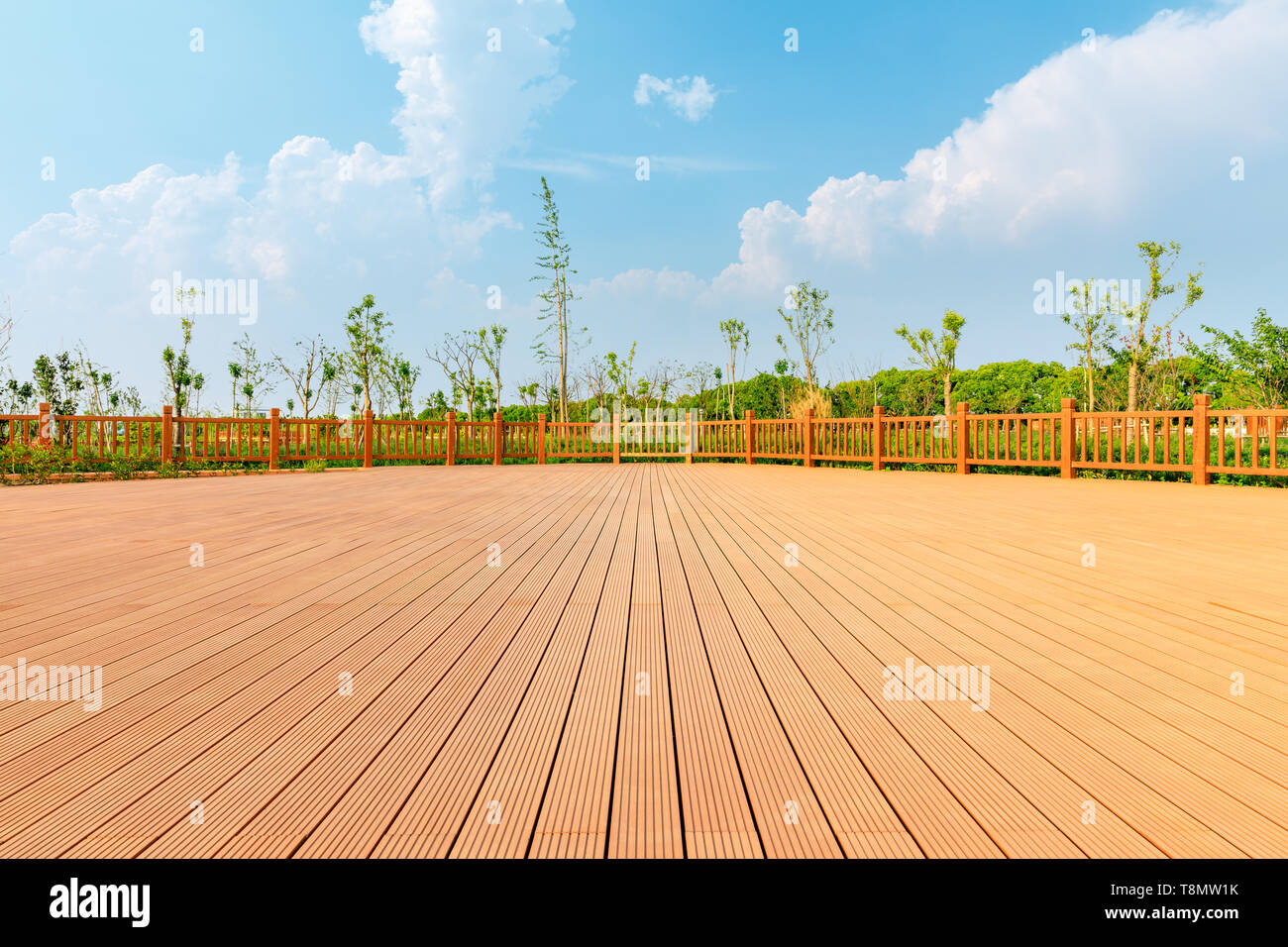 Wooden platforms and beautiful sky clouds Stock Photo - Alamy
