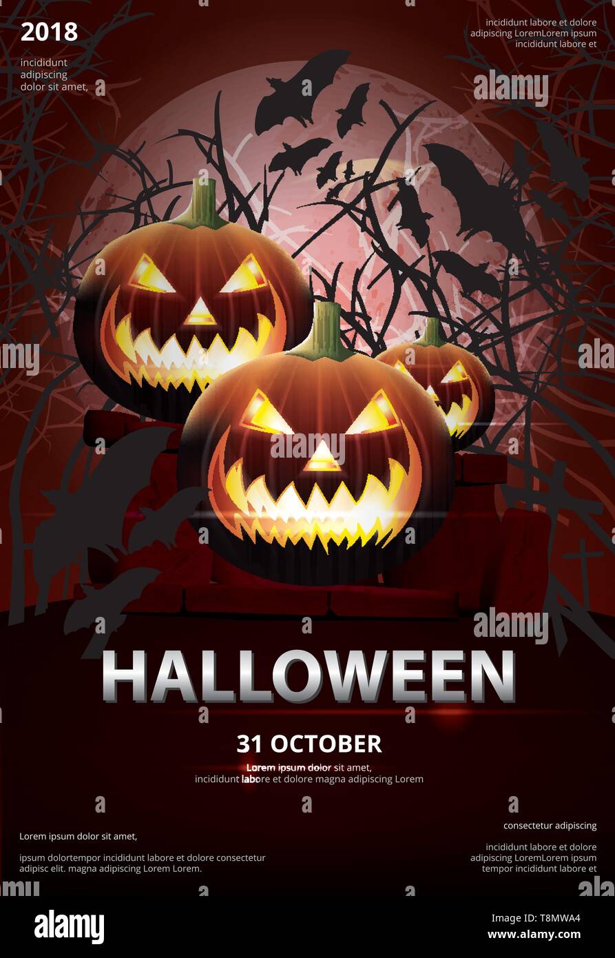 Halloween Poster Template Design Vector Illustration Stock Vector Image ...