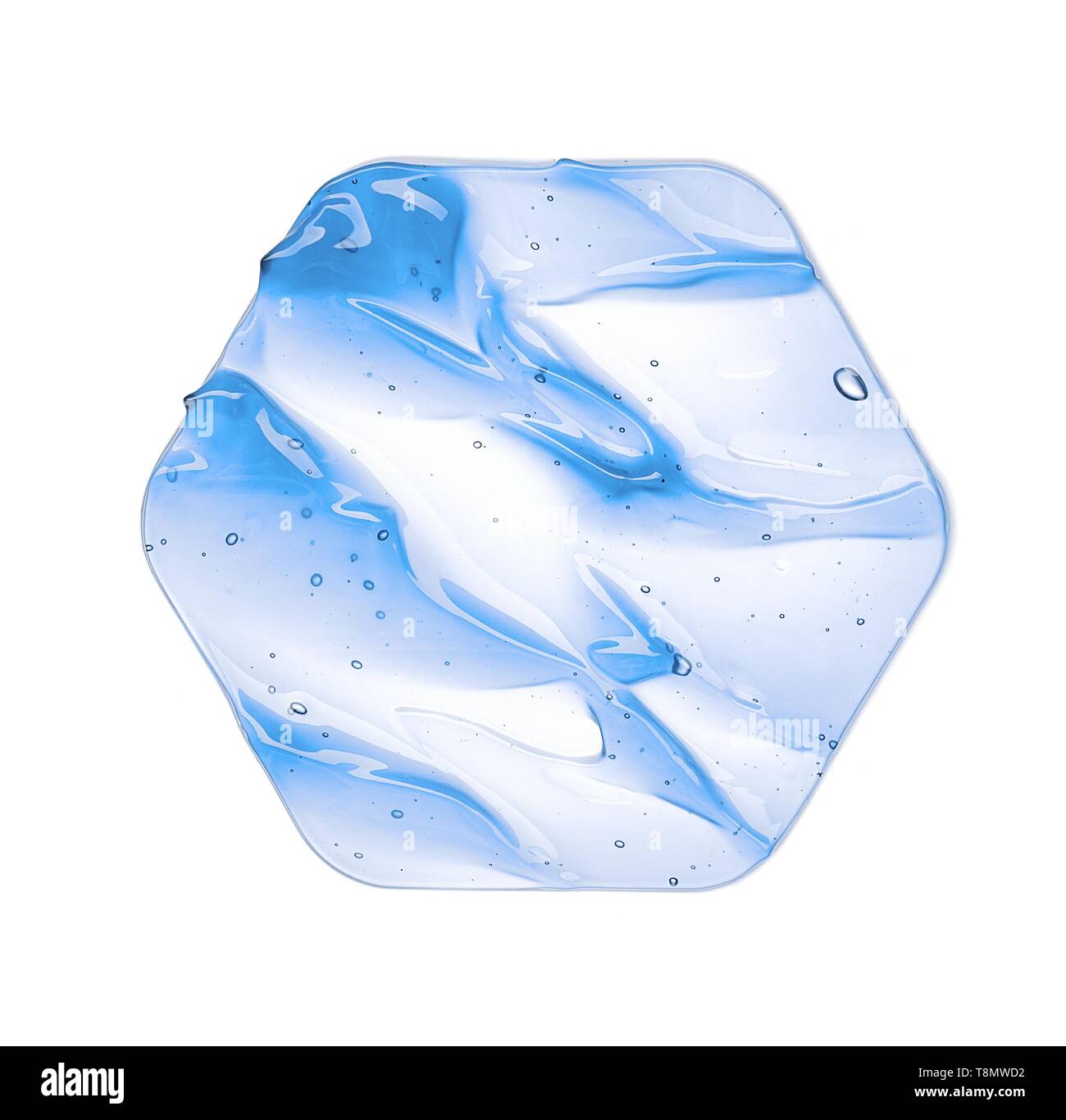 Transparent light blue smear of face cream isolated on white background ...