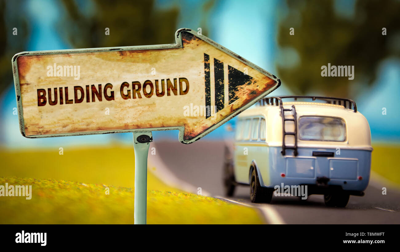 Street Sign the Direction Way to BUILDING GROUND Stock Photo - Alamy
