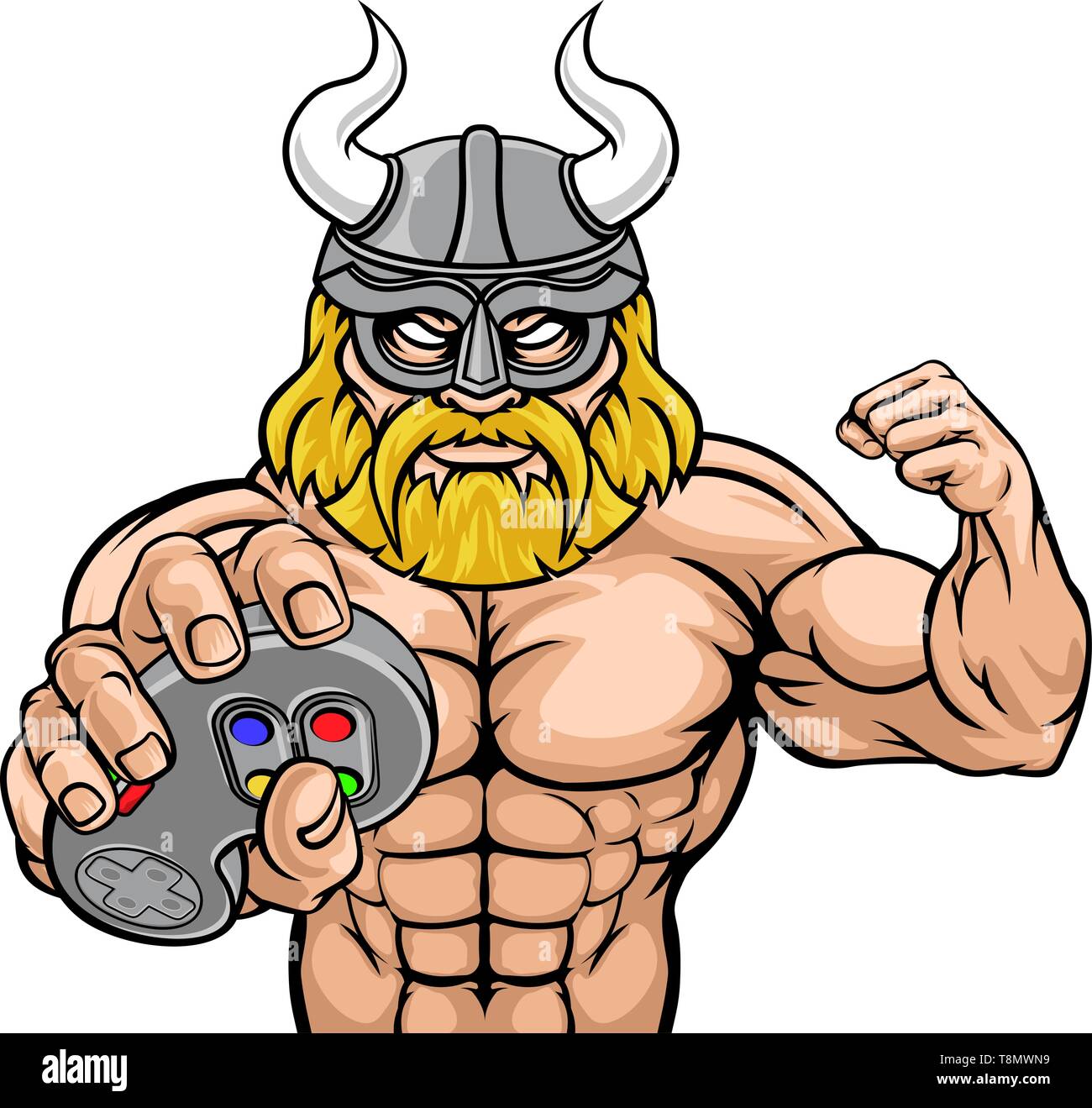 Viking Gamer Gladiator Warrior Controller Mascot Stock Vector Image ...