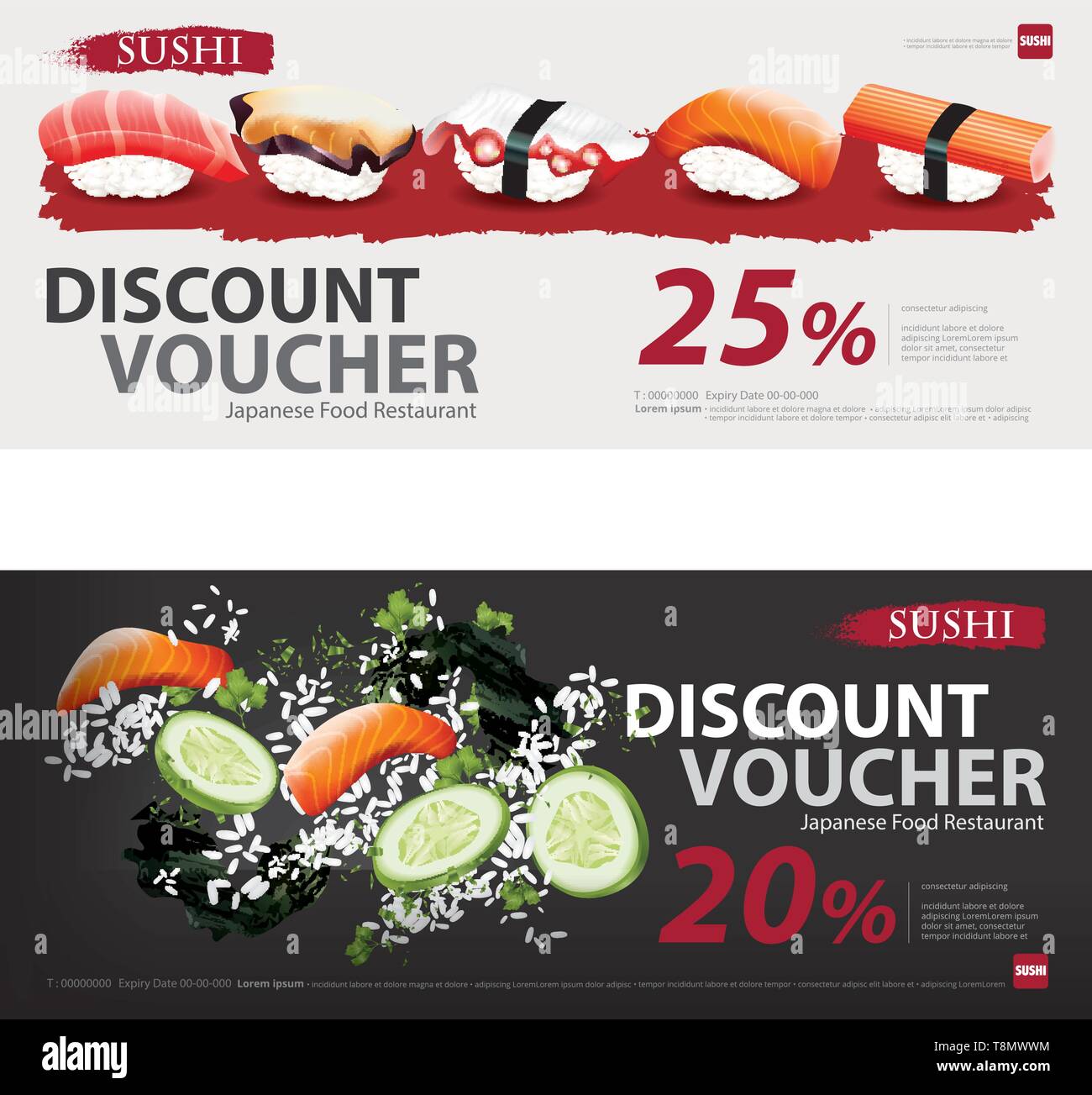 Japanese Food Voucher Discount Template Vector illustration Stock ...