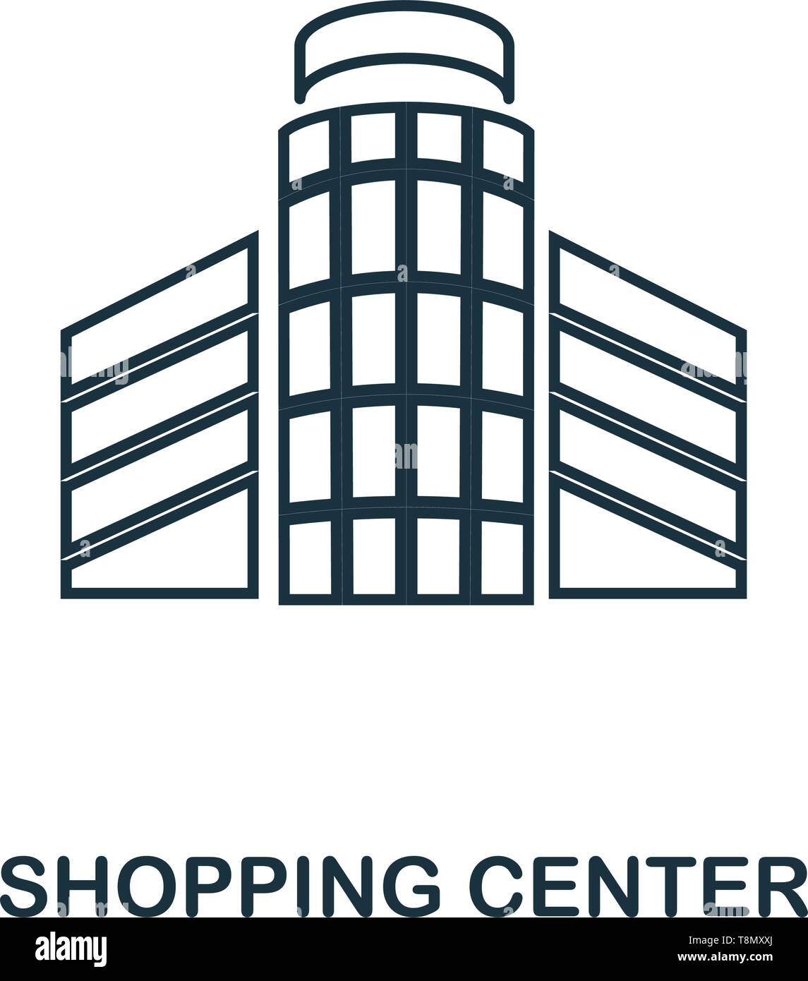 Shopping Center icon. Thin line outline style from shopping center sign ...