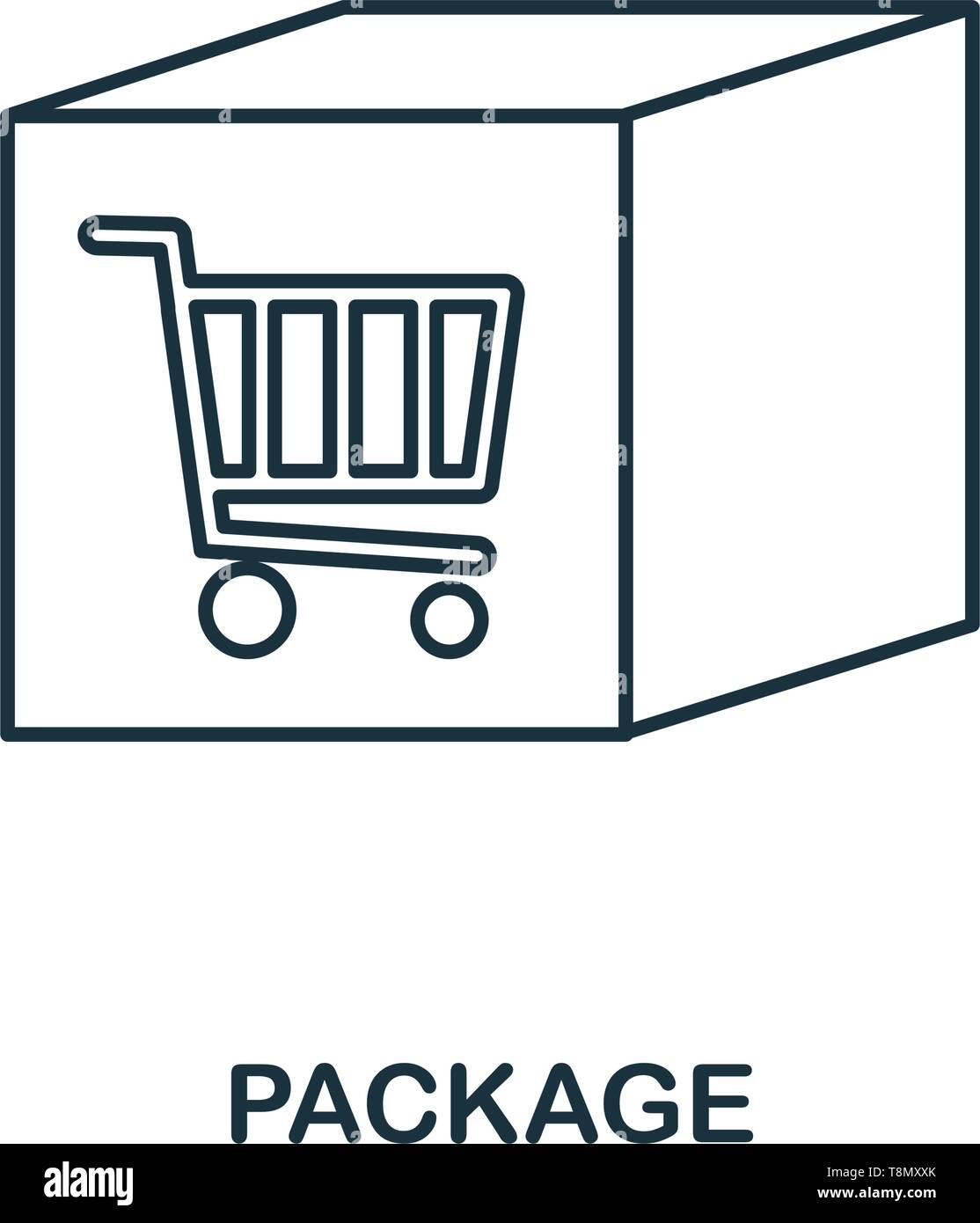 Package icon. Thin line outline style from shopping center sign icons ...