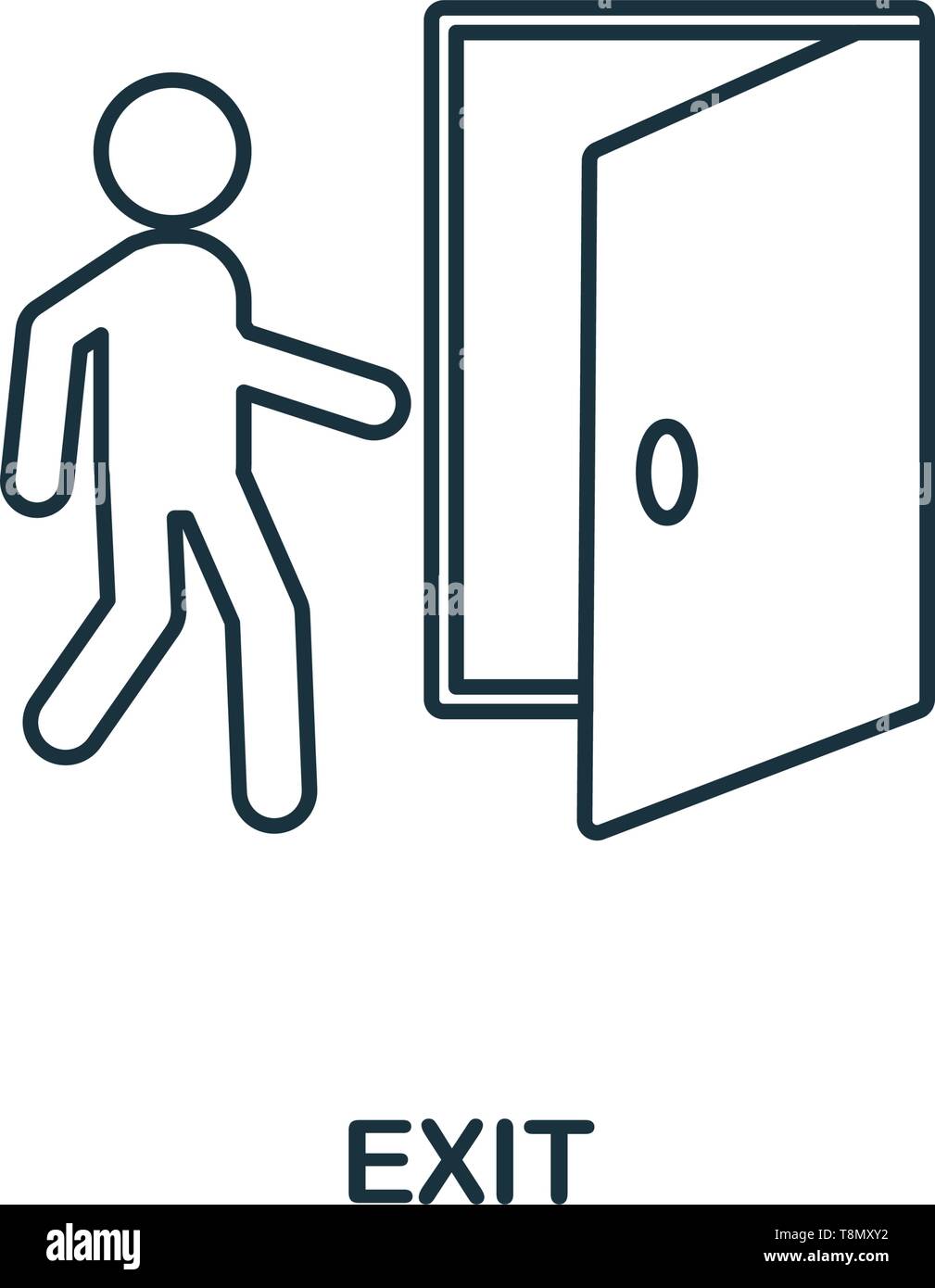 Exit icon. Thin line outline style from shopping center sign icons ...