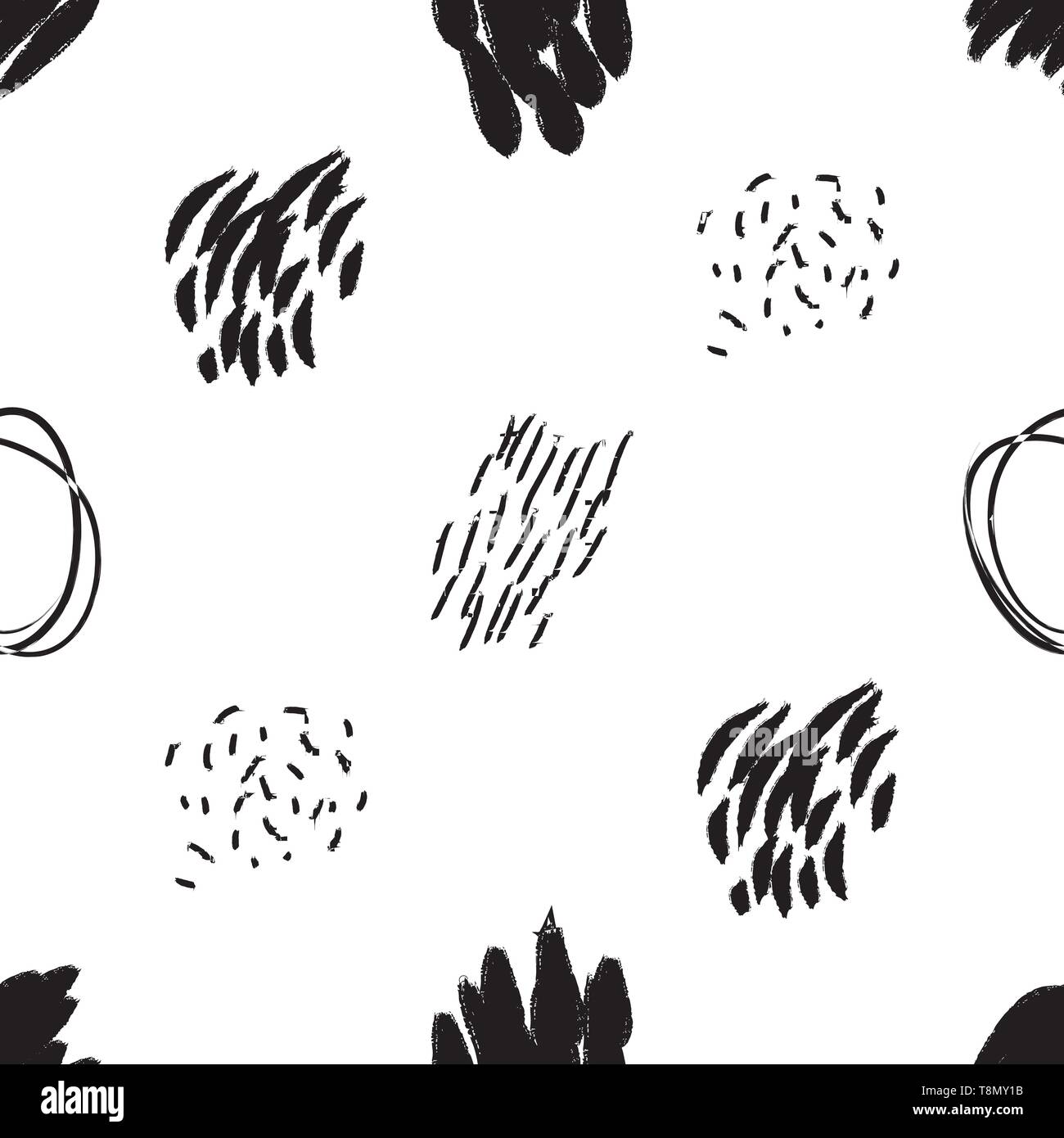 Vector seamless pattern. Abstract background with brush strokes. Ink ...