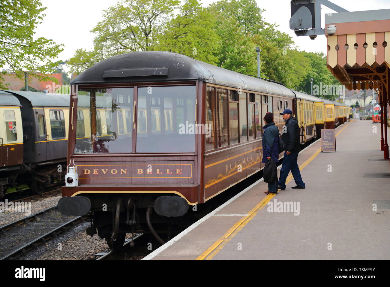 First class carriage Devon Belle of the British Railways steam train at ...