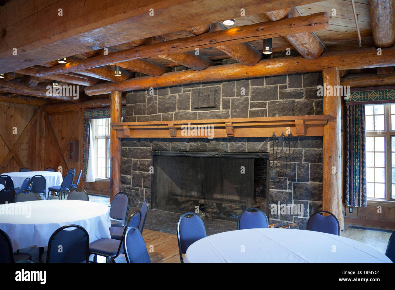The Grand Hall displays many rustic construction features in this ...