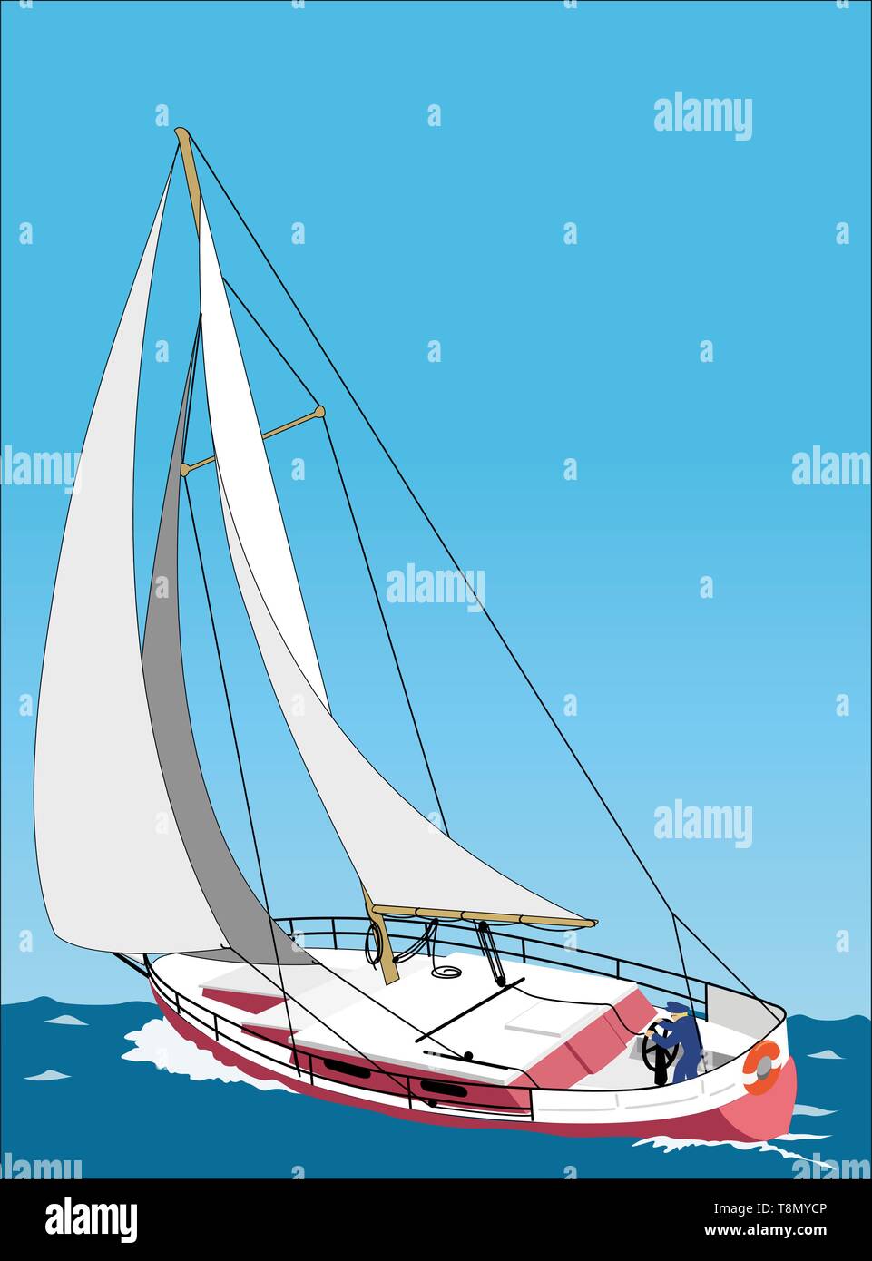 Sailboat Vector Illustration Stock Vector Image & Art - Alamy