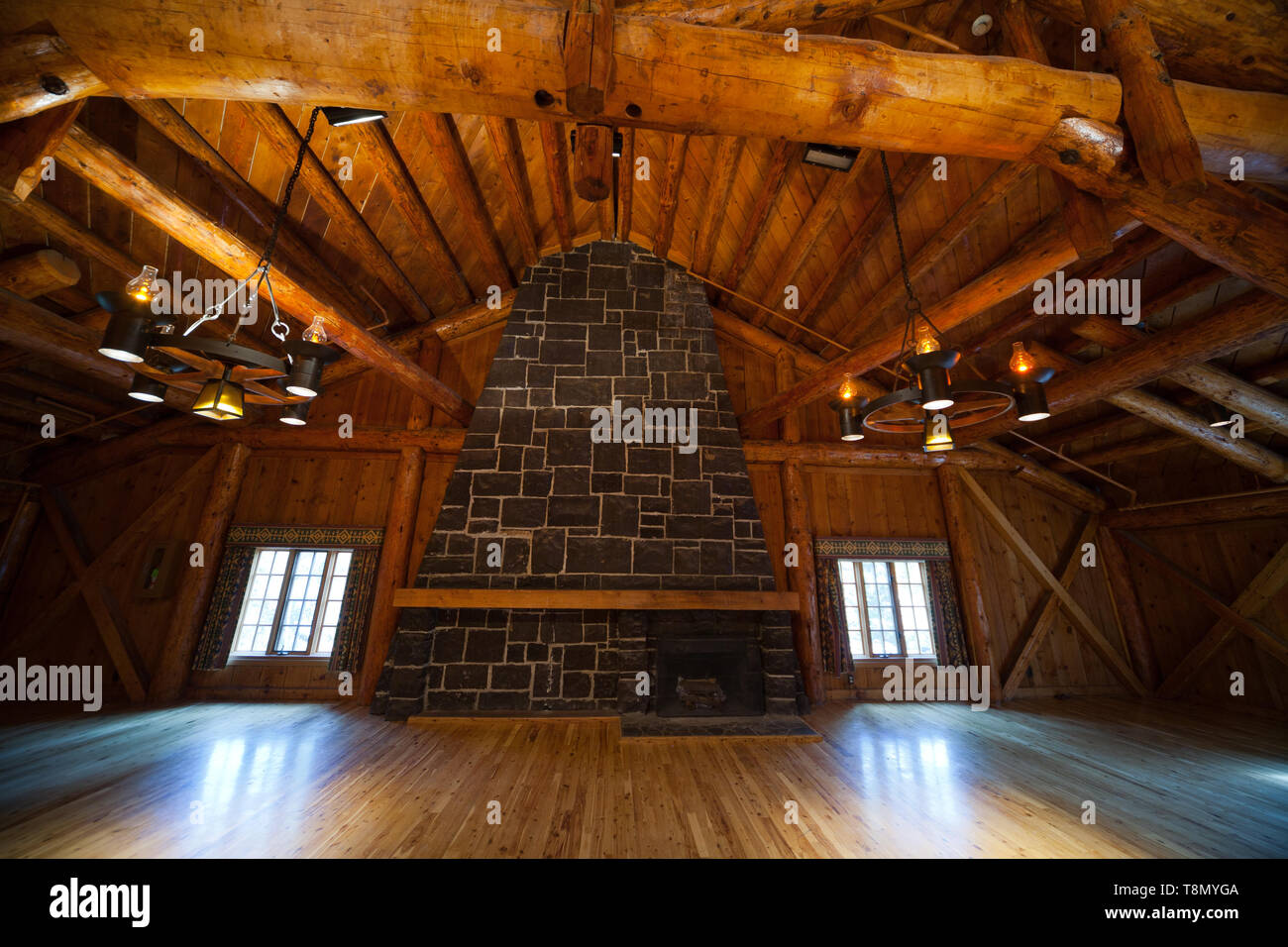 The Grand Hall displays many rustic construction features in this ...