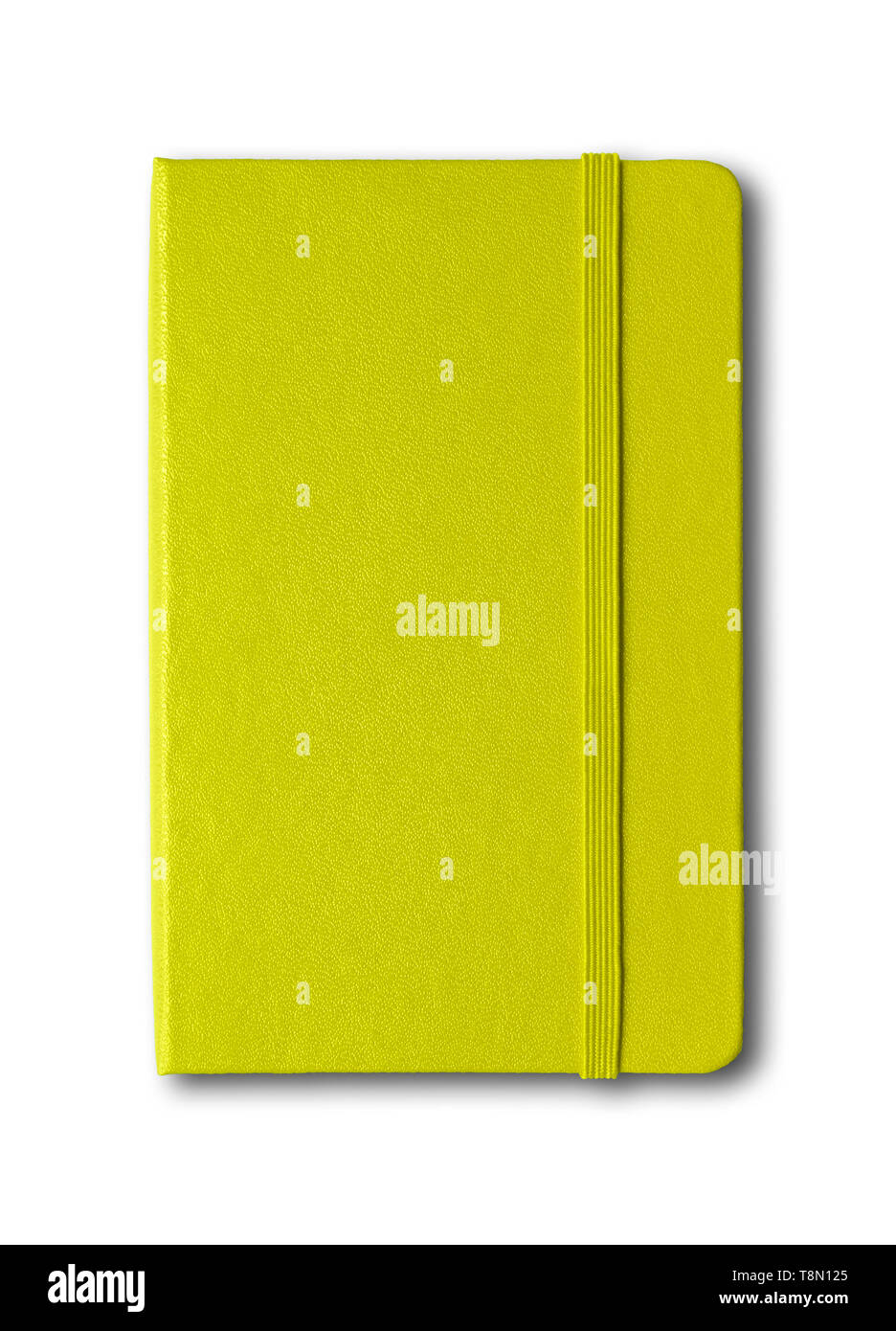 Lime green closed notebook mockup isolated on white Stock Photo - Alamy