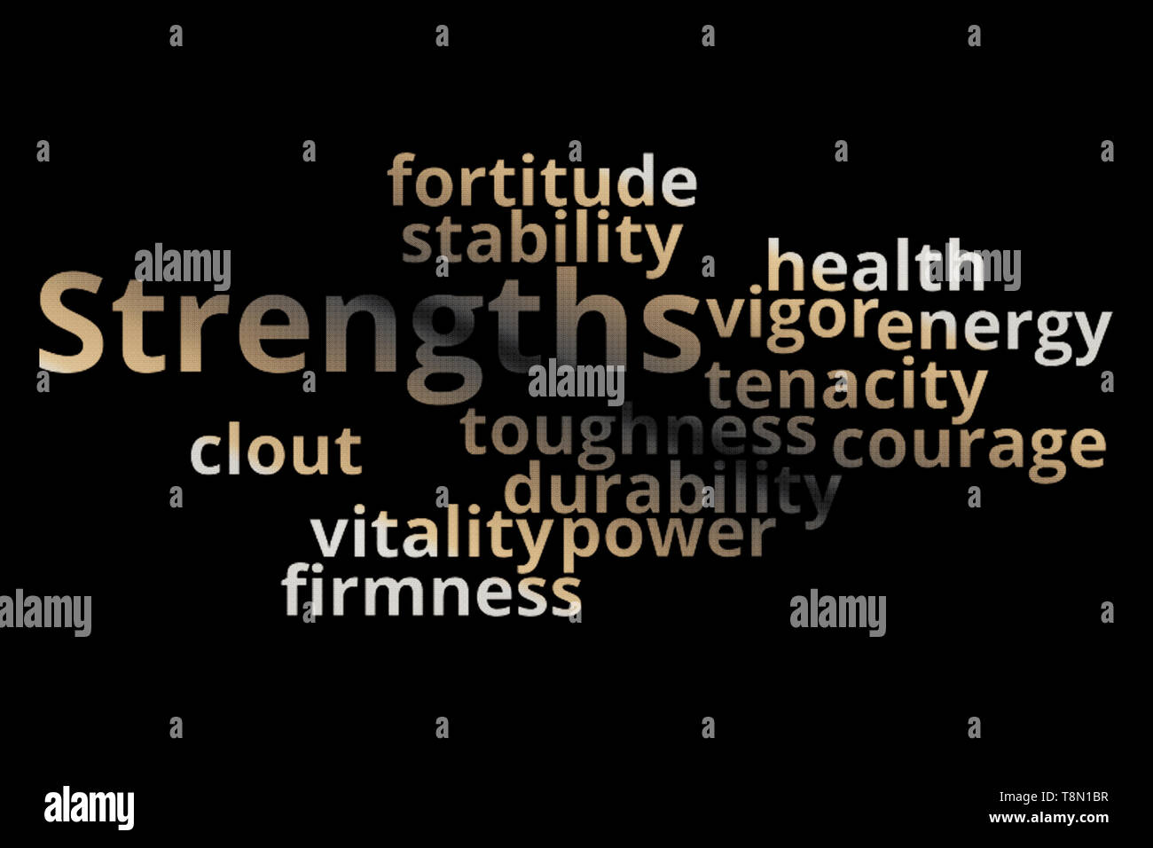 Strengths word cloud collage. Business and motivation concept ...