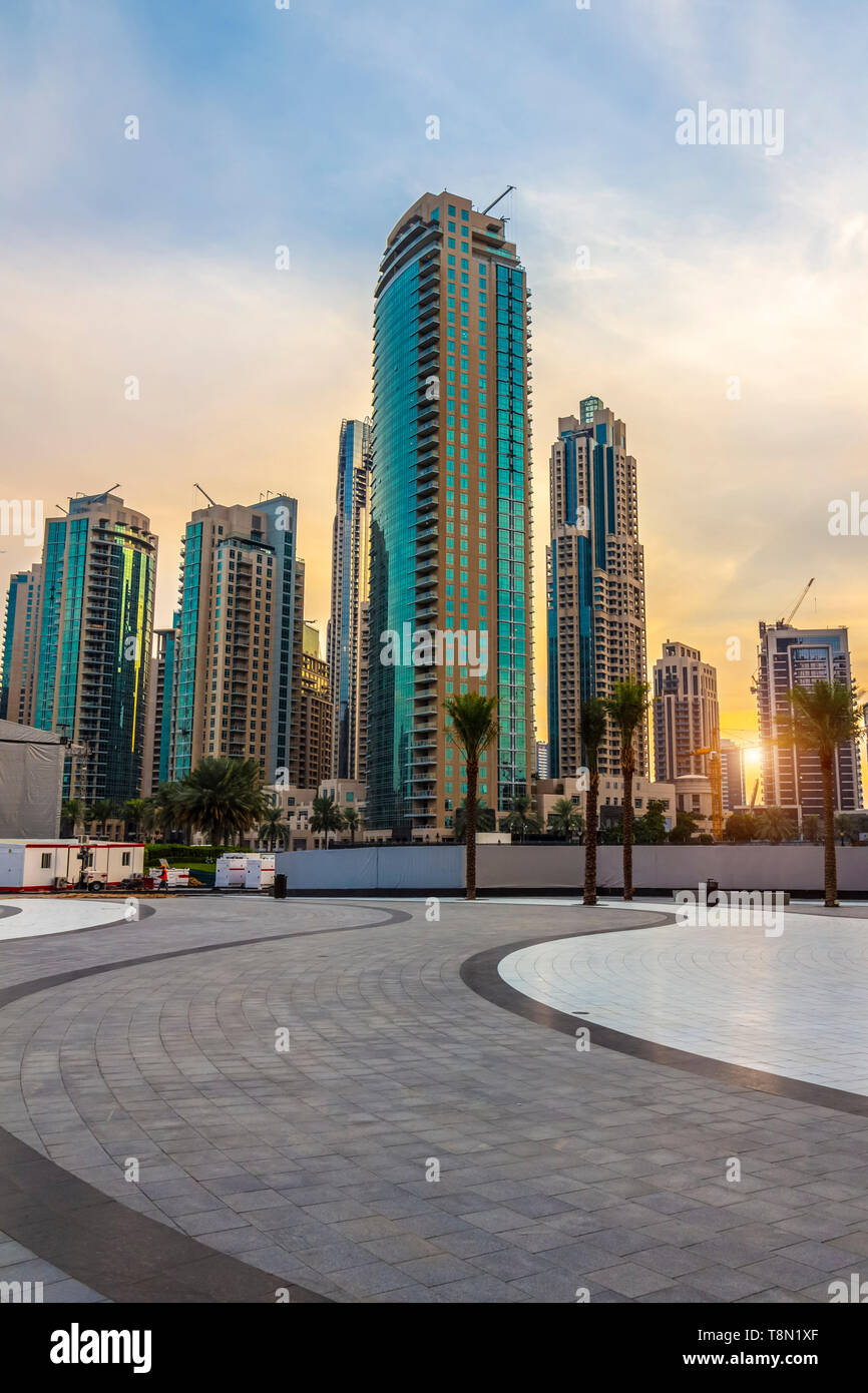 District downtown. View of the beautiful modern high-rise buildings ...