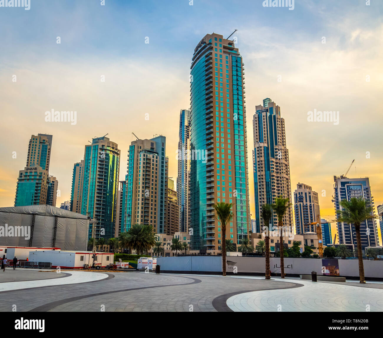 Dubai, UAE - November 28, 2018: District downtown. View of the ...